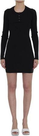 Alexander Wang Femme, Robes, Noir, Taille: 40 FR Robe en maille c&ocirc;tel&eacute;e avec superposition