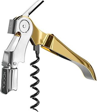 Koala Internacional Hosteleria 6247DC01 AC 2-Takt-Korkenzieher, Edelstahl Teflon, Gold