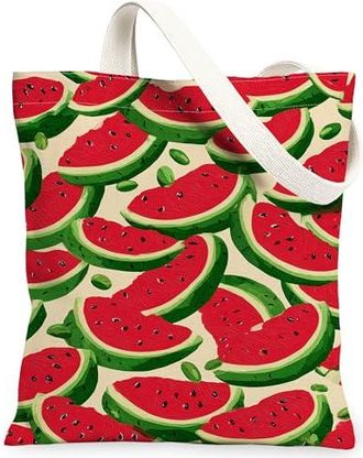 Generic Sacs fourre-tout en toile de past&egrave;que, motifs de fruits amusants, sacs d&eacute;picerie r&eacute;utilisables, l&eacute;gers et lavables en toile pour, Rouge, 13x15 Inch