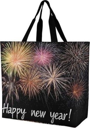 Generic Bonne Ann&eacute;e Sac Fourre-Tout L&eacute;ger Tote Bag Grand Sac A Main Femmes Pour Gym Plage Universit&eacute;