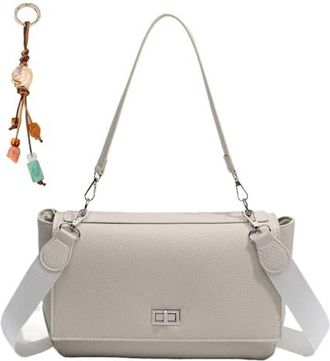 Generic Sac fourre-tout l&eacute;ger en cuir v&eacute;g&eacute;talien pour femme, sac &agrave; bandouli&egrave;re vintage avec pendentif, sac &agrave; main tendance sous les bras avec sangle r&eacute;glable,