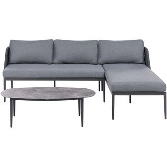 Beliani Garten Ecksofa mit Tisch 3-Sitzer LEFFE linksseitig Metall Grau