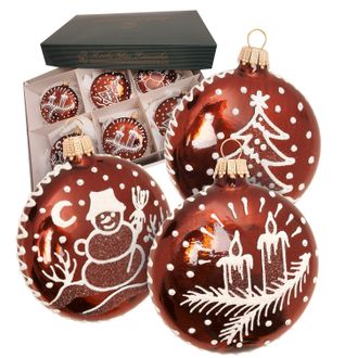 Krebs Glas Lauscha Weihnachtsdekoration/Christbaumschmuck aus Glas - Sortierte Lebkuchen Taler - Menge: 6 St&uuml;ck - Farbe: Braun - Gr&ouml;&szlig;e: ca. 8 cm