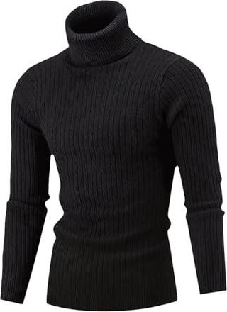 Generic Pull Homme &agrave; Col Roul&eacute; en Tricot Vintage - Coupe Ajust&eacute;e et Confortable, Couche de Base Id&eacute;ale pour lAutomne et lHiver