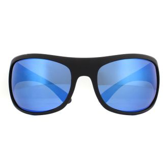 Polaroid Wrap Mens Matte Black Blue Polarise Lunettes de soleil