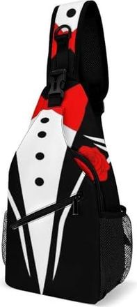 Generic Sacoche Homme Bandouliere Smoking rouge Roses noire L&eacute;ger Sacs &agrave; Bandouli&egrave;re Casual Sac &agrave; Dos De Voyage pour Cyclisme Homme Femme