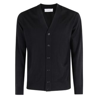 Paolo Pecora Cardigan en Laine M&eacute;rinos Extrafine Boutonn&eacute;e - Homme - Pulls - Noir - Taille: M