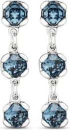 Uno De 50 UNOde50 Boucles doreilles longues en plaqué argent sterling avec 3 cristaux bleus facettés