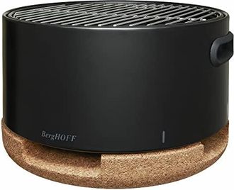 Berghoff BergHoff Tischgrill Leo schwarz (Holzkohlegrill tragbar, Camping Grill inkl. Zubeh&ouml;r, Tragbarer Reisegrill kompakte Bauweise, mit Korkpad) 2415601