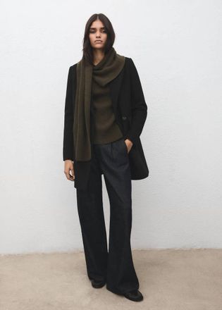 Mango Manteau laine m&eacute;lang&eacute;e double boutonnage noir - Femme - XL - MANGO