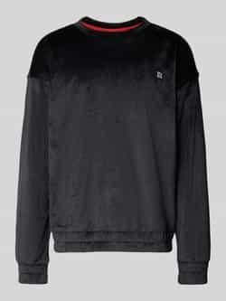 HUGO BOSS Relaxed Fit Sweatshirt in samtigem Rippoptik