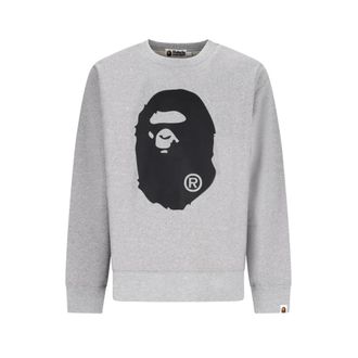 A Bathing Ape A Bathing Ape, Homme, Sweatshirts et sweats &agrave; capuche, Gris, Taille: S SweaT-shirt Col Rond Big Ape Head