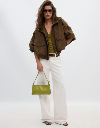 Stradivarius veste oversize en daim synth&eacute;tique marron