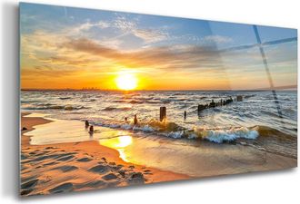Tulup Tableau sur verre - 120 x 60 cm - Tableau mural d&eacute;coratif - Verre D&eacute;corative - Plage
