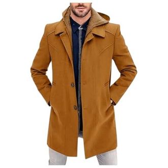 Generic Manteau Hiver Homme,Manteau dhiver pour homme &eacute;l&eacute;gant et chaud | Veste de style moderne en laine longue confort et douceur (Gold, XXL)