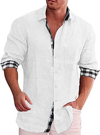 Generic Chemise &agrave; carreaux &agrave; manches longues pour homme, chemise boutonn&eacute;e &agrave; carreaux pour homme, chemises tendance, chemises polyvalentes et l&eacute;g&egrave;res, d&eacute;contr