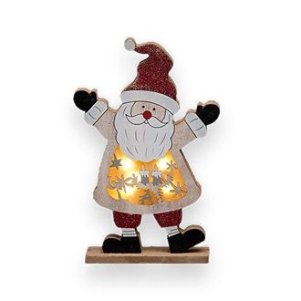 Shatchi LED Holz Weihnachten Weihnachtsmann Schneemann Rentier Xmas Home Indoor Tischdekoration Ornamente Mittelst&uuml;ck 27 cm Holz