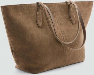 Mango Sac fourre-tout su&egrave;de marron moyen - Femme - Taille unique - MANGO