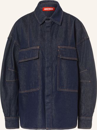 Worst Behavior Wrstbhvr Oversized-Jeansbluse Bets v2 blau