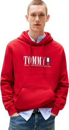 Tommy Jeans Herren Hoodie Graphic mit Kapuze, Rot (Sapphire Red), XL