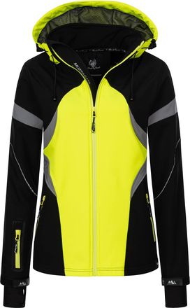 Rock Creek Damen Softshell Jacke Windbreaker Regenjacke &Uuml;bergangsjacke Softshelljacke Damenjacke Regenmantel Outdoorjacke Kapuze D-467 Neongelb 4XL