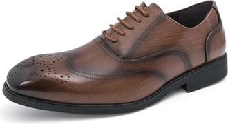 Generic Chaussures richelieu en cuir à lacets pour homme - Chaussures Oxford antidérapantes - Pour travail, mariage, bureau, marron, 39 2/3 EU