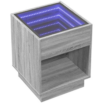 vidaXL Table de chevet avec led infini sonoma gris 40x40x50 cm Vidaxl