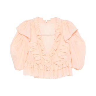 Chlo&eacute; Seidenbluse mit R&uuml;schen - - Blouses & Shirts - Damen - Rosa - XS