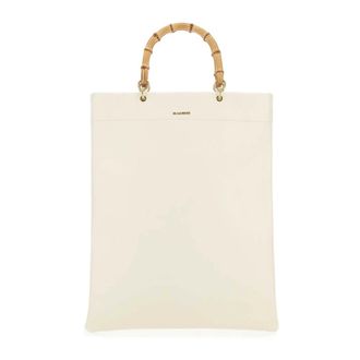 Jil Sander Elfenbeinfarbene mittelgro&szlig;e Shopping-Tasche aus Leder - - Bags - Damen - Wei&szlig; - ONE SIZE