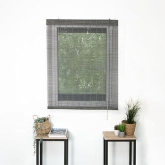 Mad&eacute;co Rollup Bambou Fins rondins pour int&eacute;rieur - Gris - L120 x H180cm
