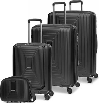 Redolz Hartschalen Koffer-Set-4-teilig | S 55 cm (mit Laptopfach) + M 66 cm + L 77 cm + Beauty-Case | alle Koffer 5 cm Dehnfalte | leichte 3,2 kg / 3,7 kg / 