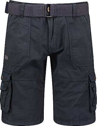 Geographical Norway Perou Men - Bermuda Homme Casual Coton - Short Hommes Sport Cargo - Shorts Bermudas Court A Ceinture Coupe Normale - Homme Printemps &Eacute;t&eacute; (MARINE XL)