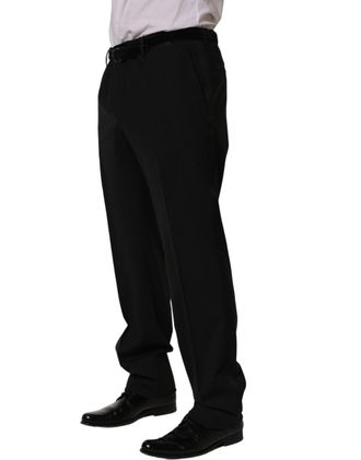 Dolce & Gabbana Mens Virgin Wool Tapered Leg Trousers Black Silk