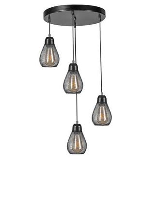Opviq Elegant Black Chandelier, Metal Body, Adjustable Height 70 cm, 10 cm Cap Diameter, E27 Socket Max 40W | Stylish Lighting for Modern Spaces