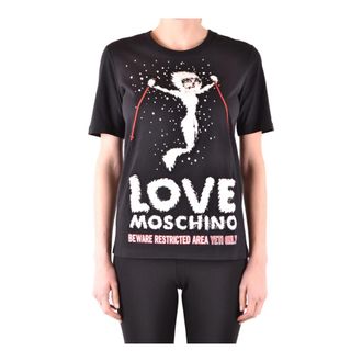 Love Moschino Schwarzes T-Shirt mit kurzen &Auml;rmeln aus Baumwolle - - Tops - Damen - Schwarzk - XS