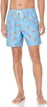 Amazon Essentials Short de Bain à Séchage Rapide Entrejambe 18 cm - couleurs abandonnées Homme, Bleu Orange Imprimé Homards, XXL