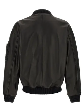 Dsquared2 Leather Bomber Jacket - Black