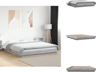 vidaXL Bettgestell Grau Sonoma 150x200 cm Holzwerkstoff - Holzbettfassungen - Doppelbett Gestell - Bettrahmen - Bettgestell Grau - Modernes Bett