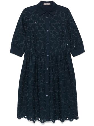 D.exterior Midikleid mit Stickerei - Blau