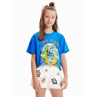 Desigual T-Shirt 23SBTK09 Blau Regular Fit