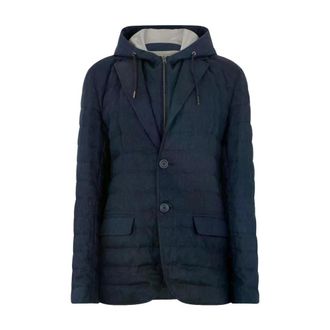 Herno Leinen Steppjacke - - Jackets - Herren - Blau - 5XL