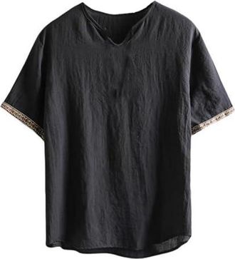 Generico T-shirt pour homme - Coupe ajust&eacute;e - Col en V - Muscle - Fitness - T-shirt de gym basique - Coupe droite - Respirant - Basique - V&ecirc;tement d&eacute;t&eacute;, R noir