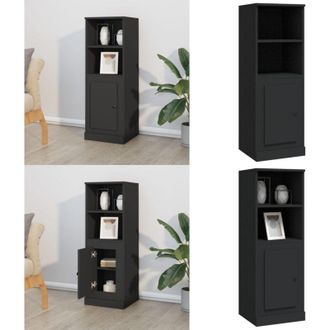 vidaXL Vidaxl - Buffet haut noir 36x35,5x103,5 cm bois ding&eacute;nierie - Buffet Design Moderne - Meuble Rangement Cuisine - Buffet Noir - Buffet Industriel