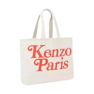 Kenzo Utility Shopper Tasche mit rotem Druck - - Bags - Damen - Wei&szlig; - ONE SIZE