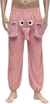 Generico Pantalon de pyjama pour homme et femme amusant avec &eacute;l&eacute;phants et trompa Unisexe Pantalon long doux en flanelle confortable Pantalon d&eacute;l&eacute;phant, Ros&eacute;, S