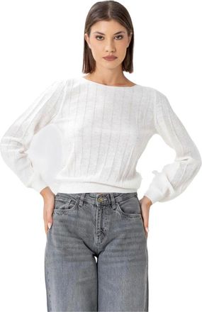 Kocca Femme, Pulls, Blanc, Taille: 44 FR Pull Semi-Transparent &agrave; Manches Longues