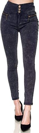 Elara Pantalon Femmes High Waist Jeggings Chunkyrayan MEL0338 Dark Blue-42