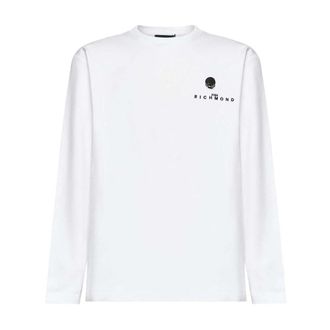 John Richmond Langarm-T-Shirt mit minimalem Logo - - Tops - Herren - Wei&szlig; - XL