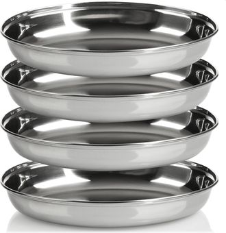 Com-Four 4x ovale Schale - Serviergeschirr aus Metall für Mezze oder Antipasti - Schalen als Ablage - Glänzende Dekoschale zum Präsentieren von Obst und Snacks