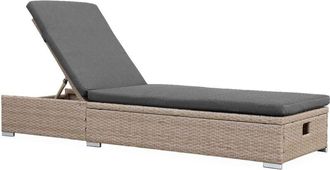 Sweeek Bain de soleil. r&eacute;sine tress&eacute;e. coussins polyester gris. multi-position. Olbia L195 x P65 x H32/97cm
